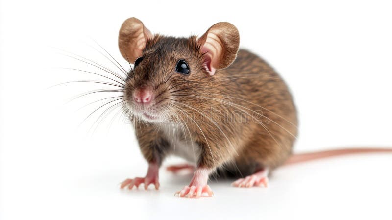 Closeup of a Brown Mouse on White Background Stock Illustration ...