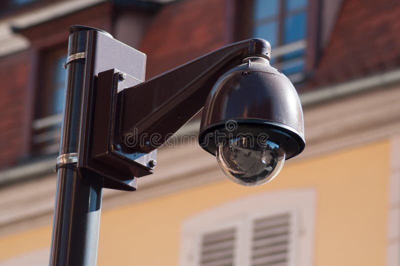 Brown Security Cameras of Security on Urban Background Stock Photo ...