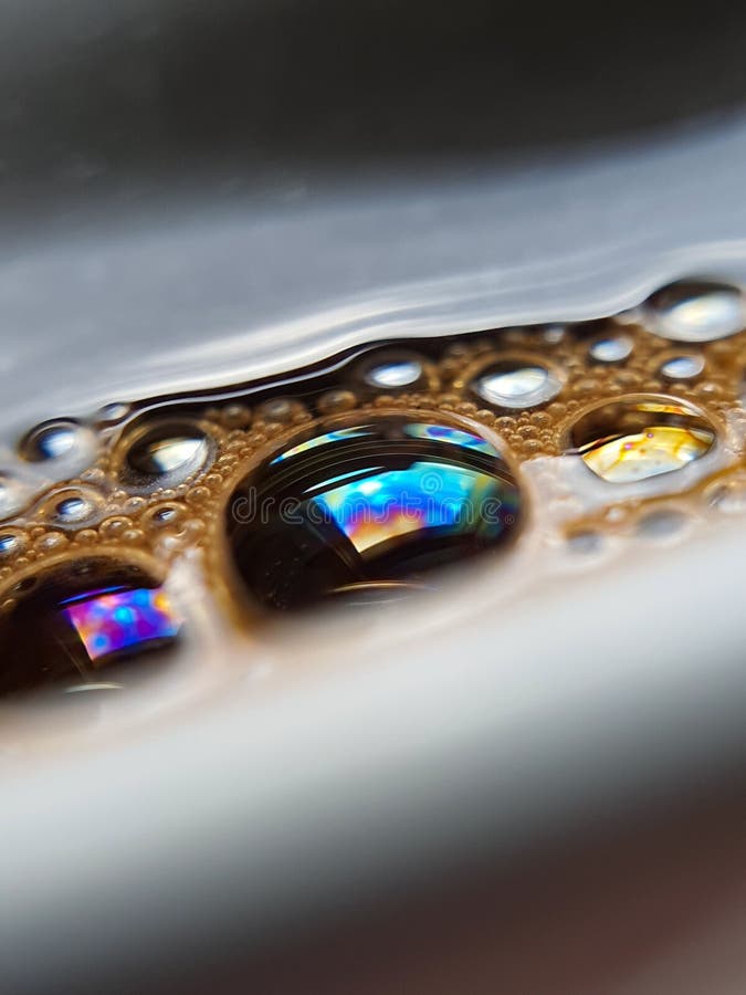 Closeup of Bubbles Formed at the Edge of a Coffee Cup Stock Image ...