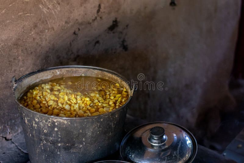 Closeup of a Bucket of Corn for Making Corn Tortillas. Stock Image ...