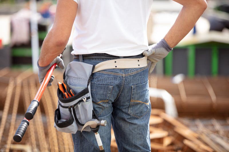 Closeup Builder Tool Belt Outdoors Stock Image - Image of construction ...