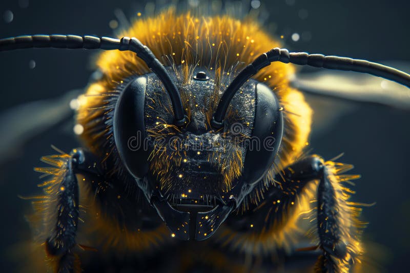 Closeup of a Bumblebee Covered in Pollen Stock Photo - Image of flower ...