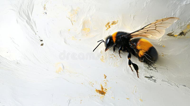 Closeup of a Bumblebee on a Textured White Background Stock ...