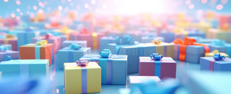 Closeup of a Bunch of Gift Boxes in a Rainbow Color Stock Photo - Image ...