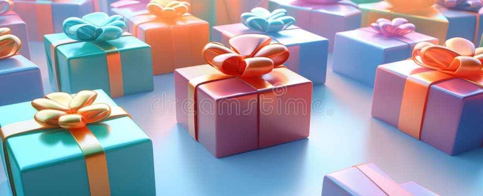 Closeup of a Bunch of Gift Boxes in a Rainbow Color Stock Photo - Image ...