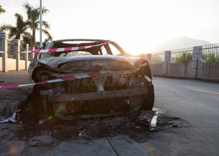 A burned out car stock photo. Image of sunrise, burnt - 133532864
