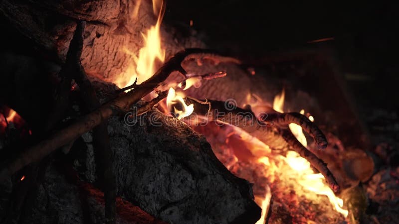 Closeup of Burning Campfire with Heavy Smoke and Flames Stock Video ...