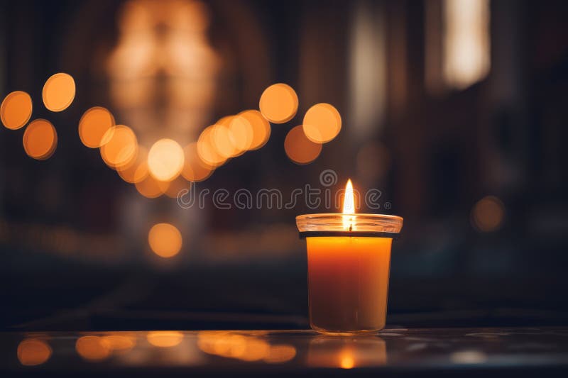 Closeup of a Burning Candel in a Church Stock Photo - Image of place ...