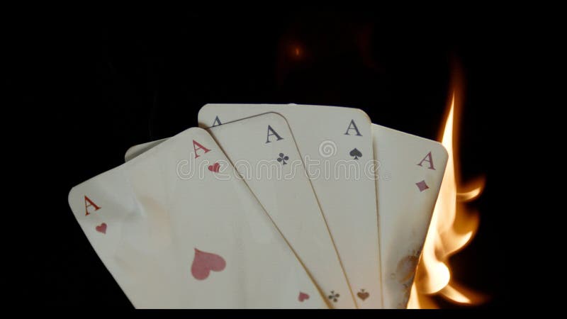 Burning Playing Cards in Dramatic Fire Explosion with Ace of Spades ...