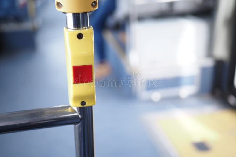 Closeup of Bus Bell Switch for Stop Inside the Public Bus Stock Photo ...