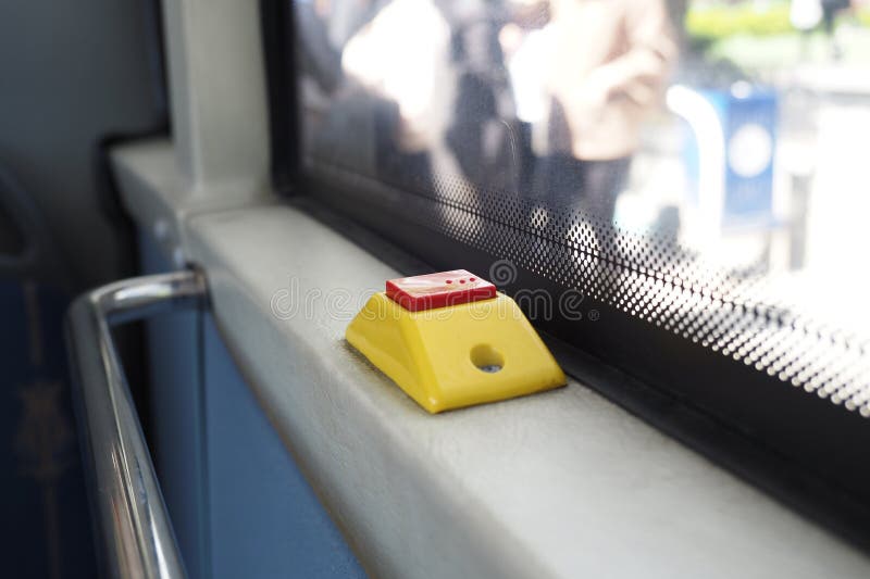Closeup of Bus Bell Switch for Stop Inside the Public Bus Stock Image ...