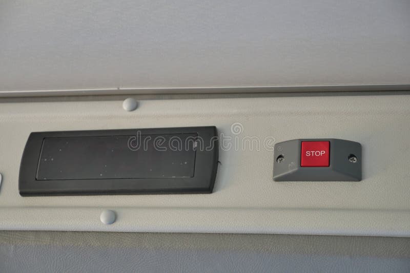 Closeup of Bus Bell Switch for Stop Inside the Public Bus Stock Photo ...