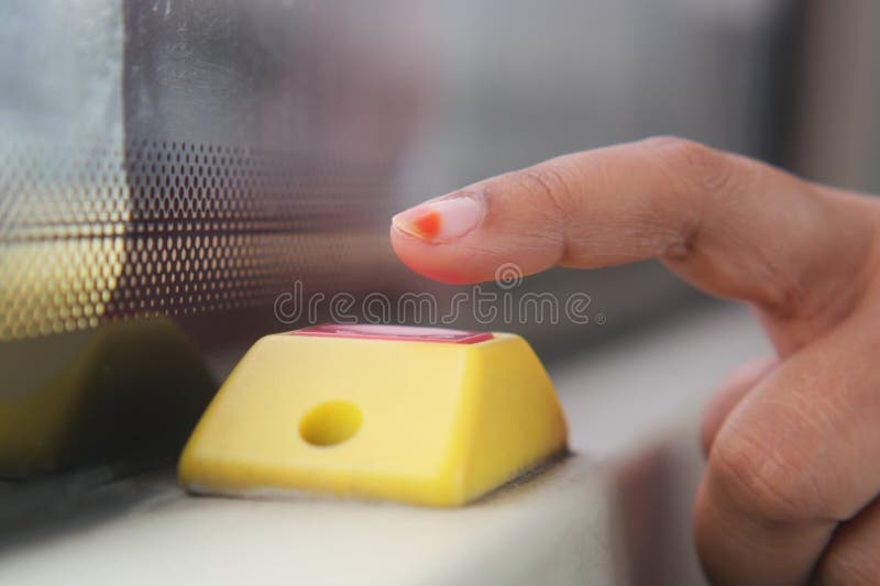 Closeup of Bus Bell Switch for Stop Inside the Public Bus Stock Image ...