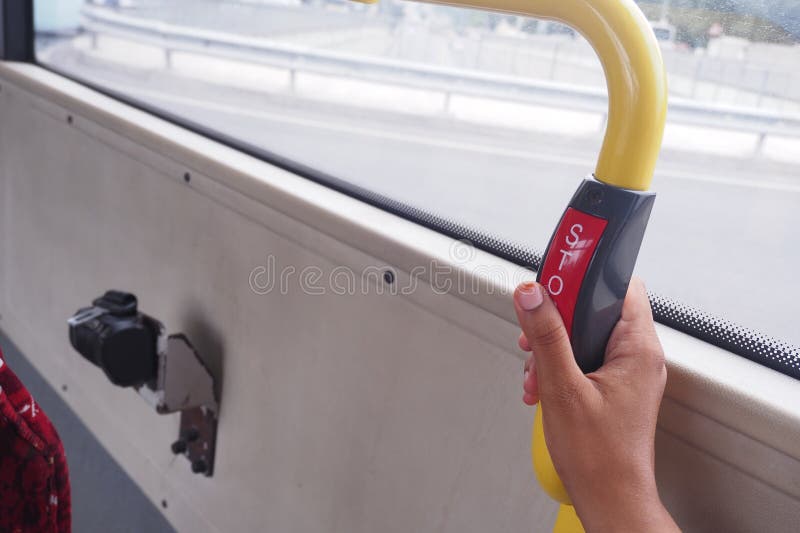 Closeup of Bus Bell Switch for Stop Inside the Public Bus Stock Image ...