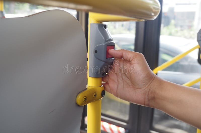 Closeup of Bus Bell Switch for Stop Inside the Public Bus Stock Image ...