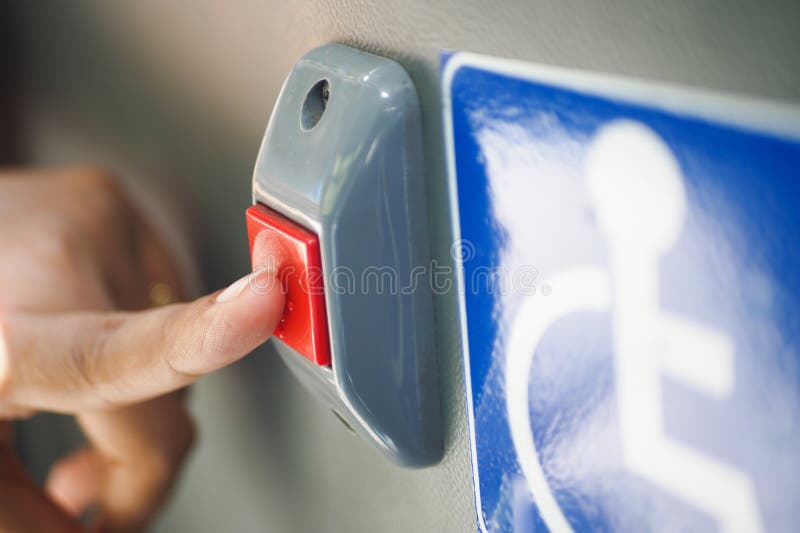 Closeup of Bus Bell Switch for Stop Inside the Public Bus Stock Image ...