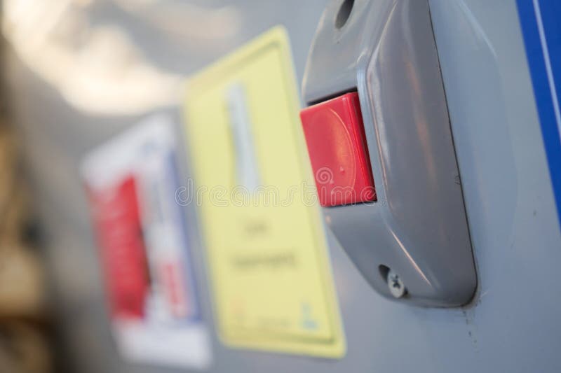 Closeup of Bus Bell Switch for Stop Inside the Public Bus Stock Photo ...