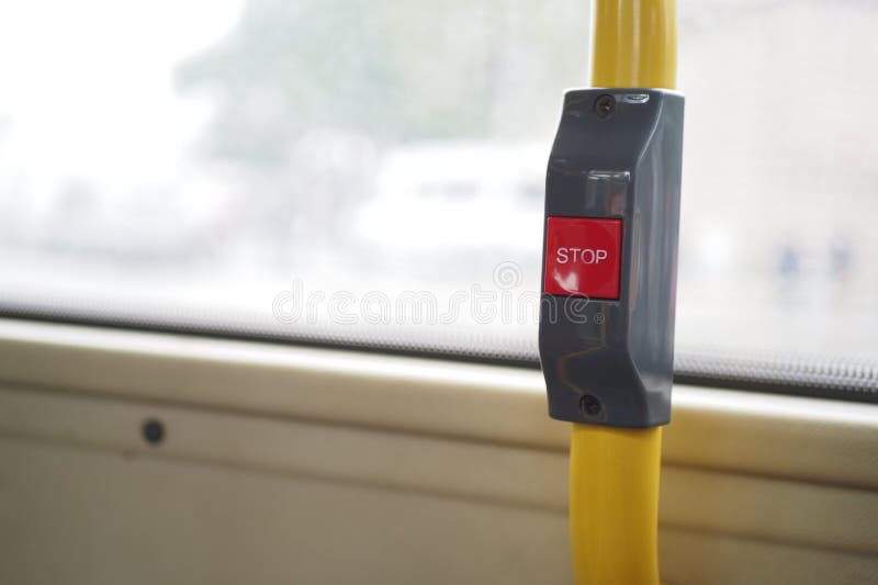 Closeup of Bus Bell Switch for Stop Inside the Public Bus Stock Photo ...