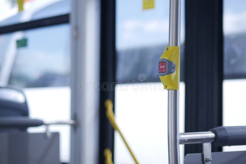 Closeup of Bus Bell Switch for Stop Inside the Public Bus Stock Image ...