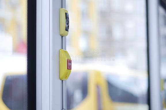 Closeup of Bus Bell Switch for Stop Inside the Public Bus Stock Image ...