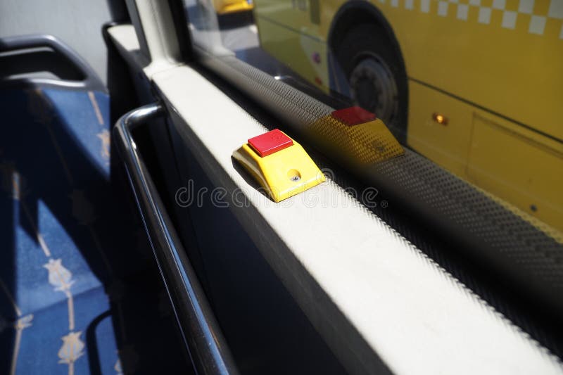 Closeup of Bus Bell Switch for Stop Inside the Public Bus Stock Image ...
