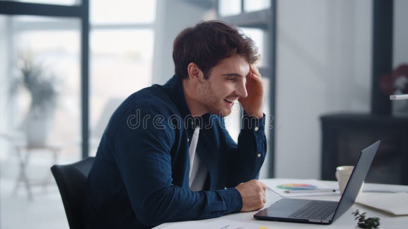 Closeup Business Man Reading Documents on Notebook. Guy Analyzing ...