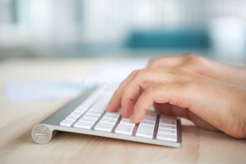 Closeup of Business Woman Hand Typing Stock Image - Image of looking ...