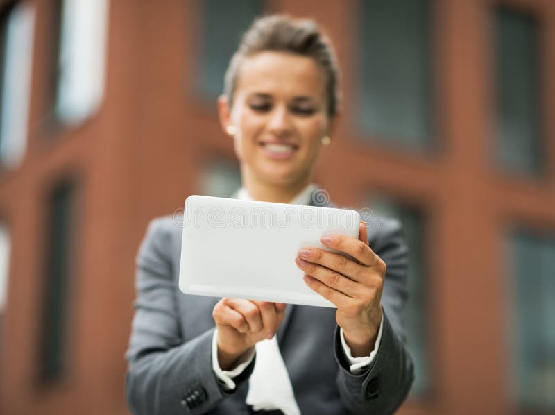 Closeup on Business Woman Using Tablet Pc Stock Image - Image of ...