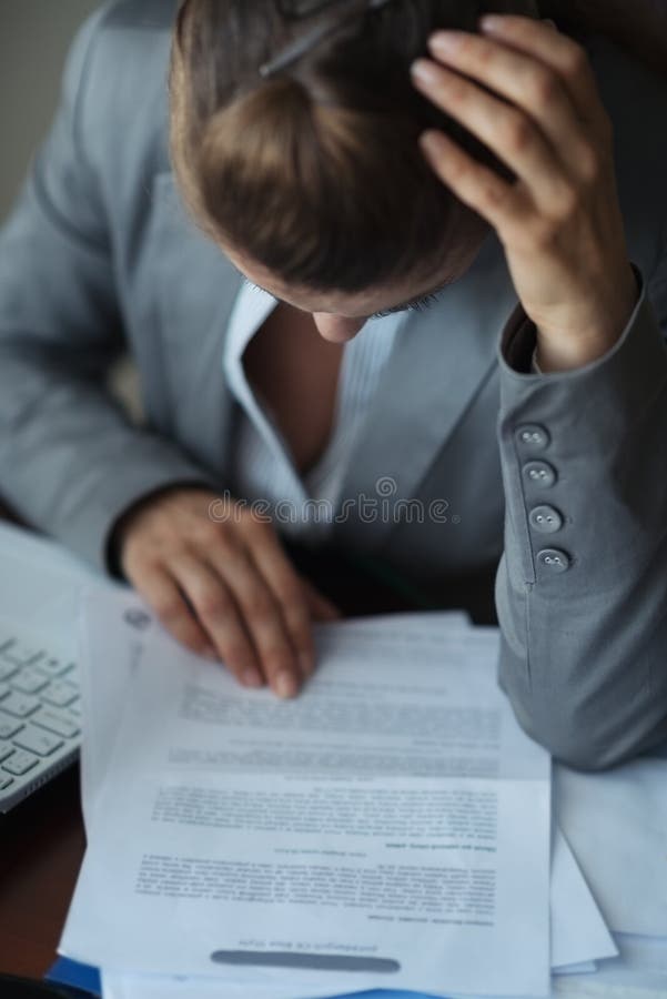 Closeup on Business Woman Working with Documents Stock Image - Image of ...