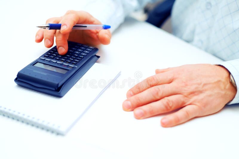 Closeup of a Businessman Calculating Stock Image - Image of accounting ...