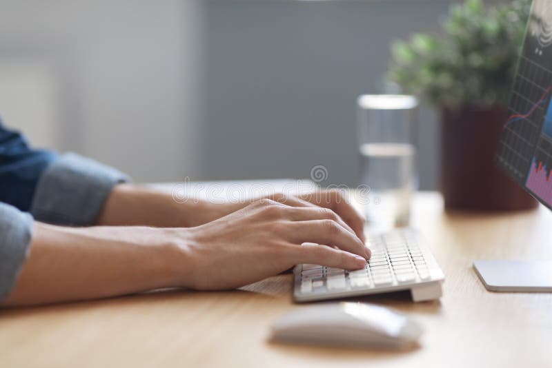 Closeup of Businessman Hands Typing on Computer Keyboard while Working ...
