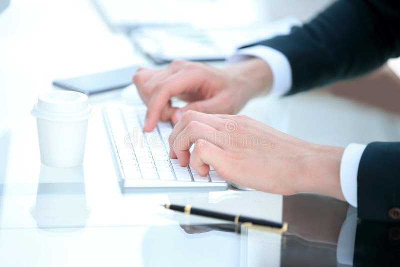 Close Up .businessman Typing on Computer Keyboard. Stock Photo - Image ...