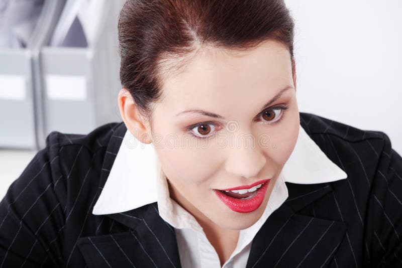 Closeup on Businesswoman`s Surprised Face. Stock Photo - Image of ...