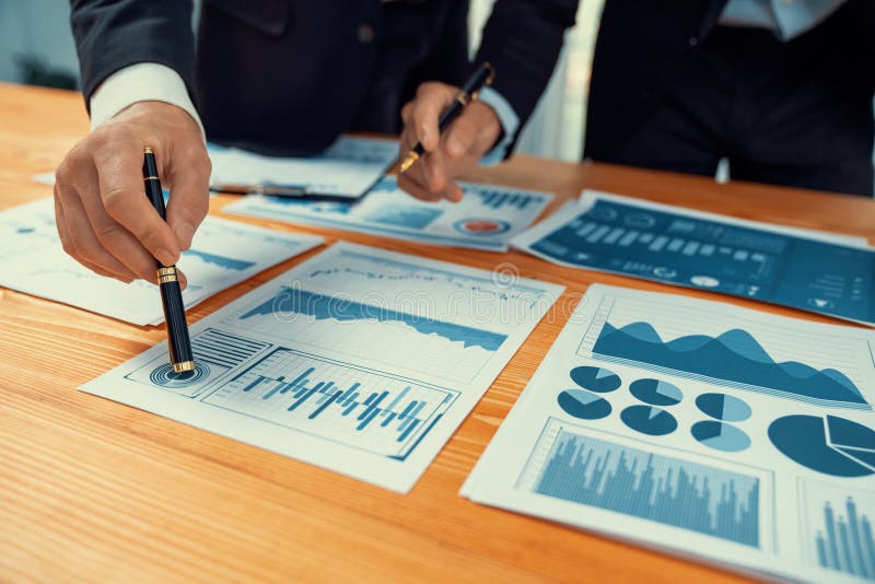 Closeup Busy Analyst Team Discussing Financial Data on Laptop. Fervent ...