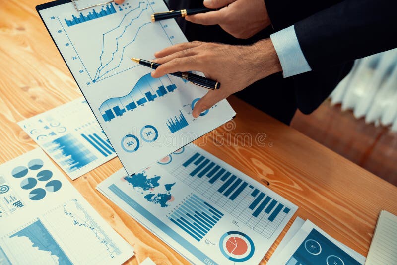 Closeup Busy Analyst Team Discussing Financial Data on Laptop. Fervent ...