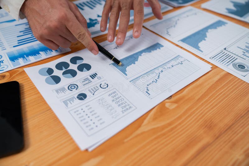 Closeup Busy Analyst Team Discussing Financial Data on Laptop. Fervent ...