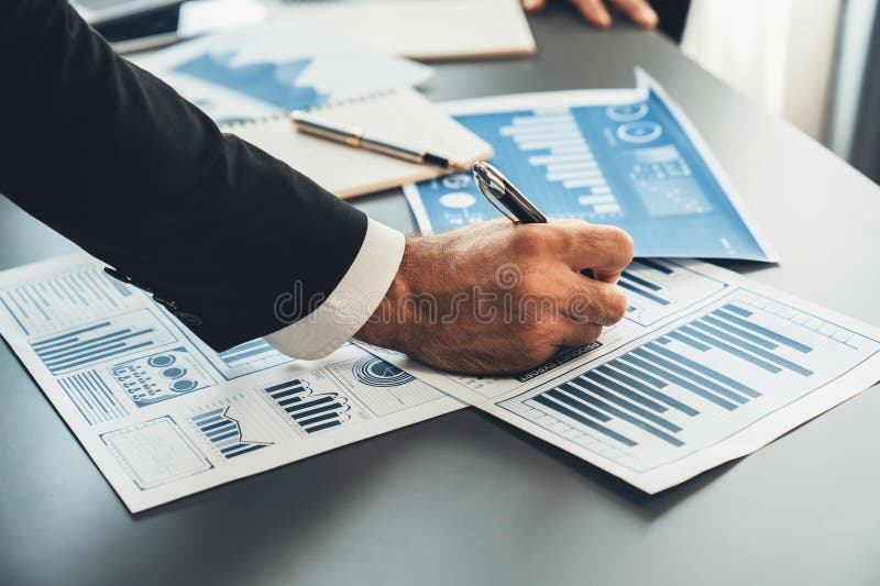 Closeup Busy Analyst Team Discussing Financial Data on Laptop. Fervent ...