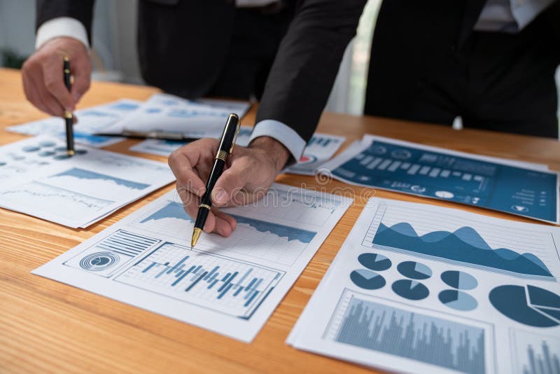 Closeup Busy Analyst Team Discussing Financial Data on Laptop. Fervent ...