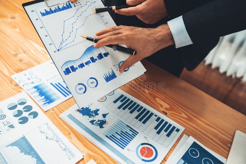 Closeup Busy Analyst Team Discussing Financial Data on Laptop. Fervent ...