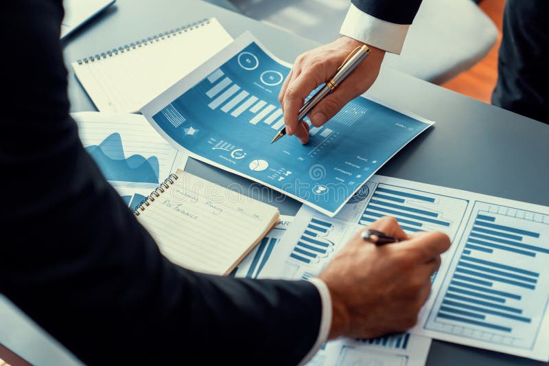 Closeup Busy Analyst Team Discussing Financial Data on Laptop. Fervent ...