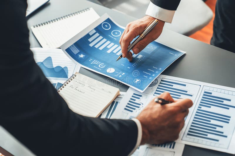 Closeup Busy Analyst Team Discussing Financial Data on Laptop. Fervent ...