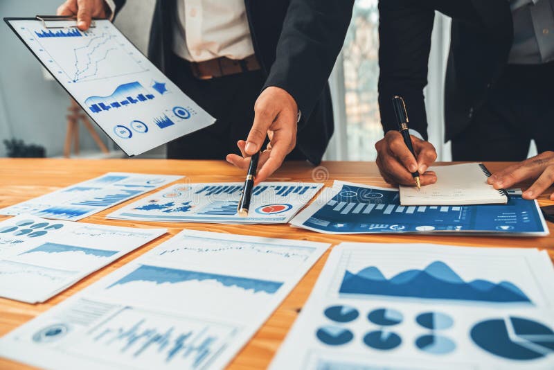 Closeup Busy Analyst Team Discussing Financial Data on Laptop. Fervent ...