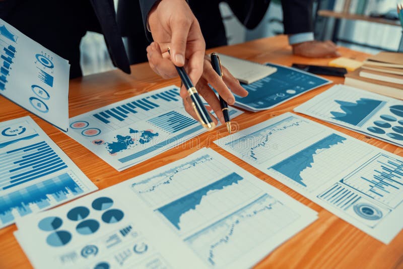 Closeup Busy Analyst Team Discussing Financial Data on Laptop. Fervent ...