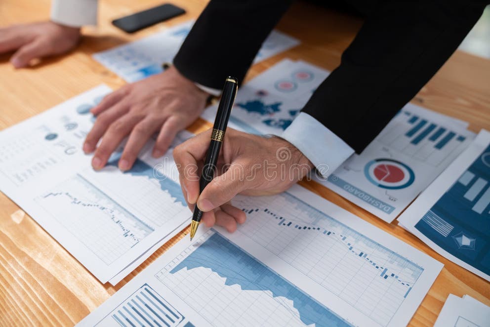 Closeup Busy Analyst Team Discussing Financial Data on Laptop. Fervent ...
