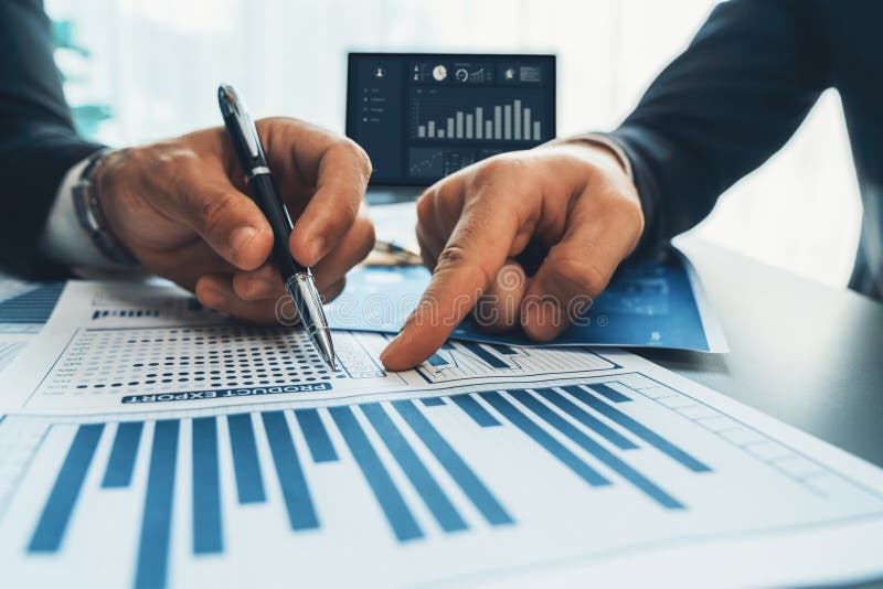 Closeup Busy Analyst Team Discussing Financial Data on Laptop. Fervent ...