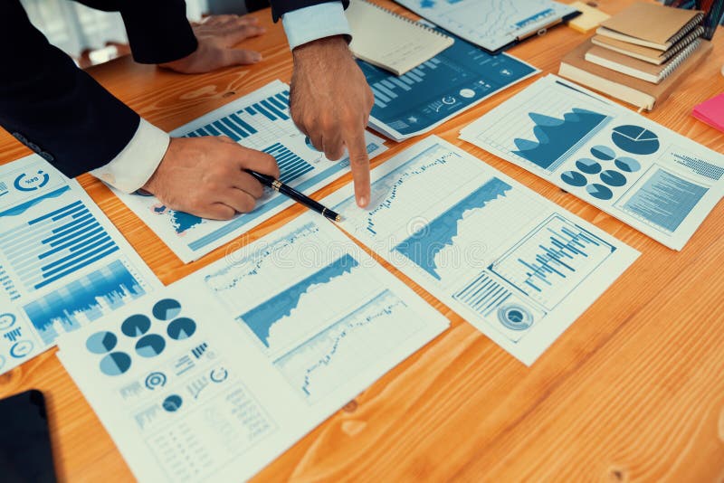 Closeup Busy Analyst Team Discussing Financial Data on Laptop. Fervent ...