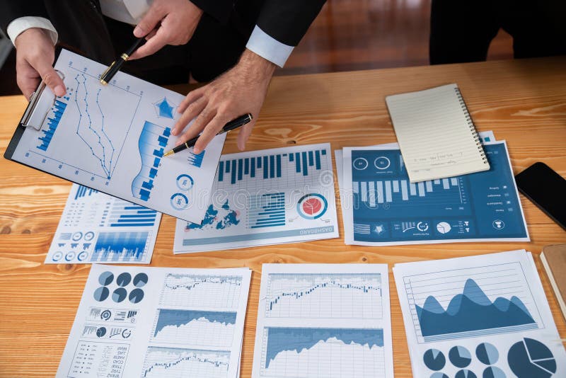 Closeup Busy Analyst Team Discussing Financial Data on Laptop. Fervent ...