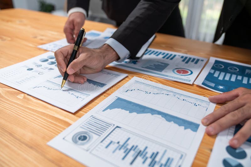 Closeup Busy Analyst Team Discussing Financial Data on Laptop. Fervent ...