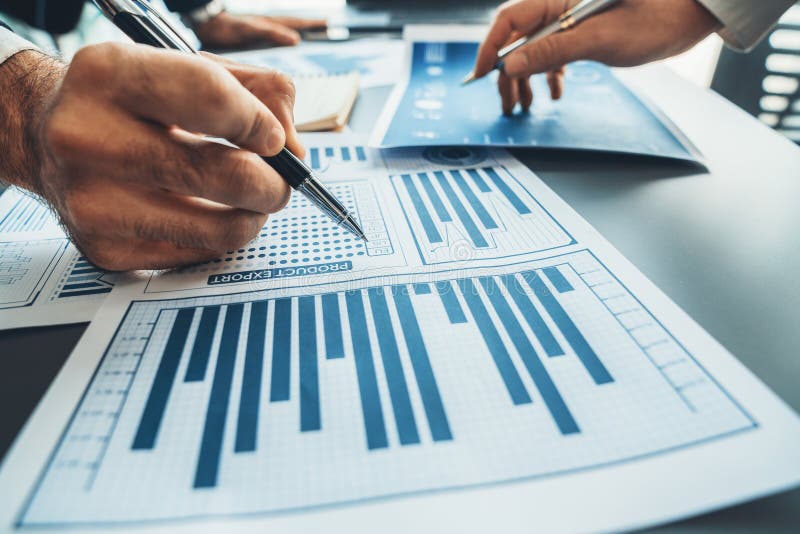 Closeup Busy Analyst Team Discussing Financial Data on Laptop. Fervent ...