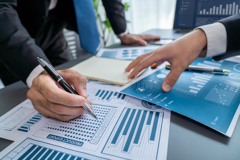 Closeup Busy Analyst Team Discussing Financial Data on Laptop. Fervent ...